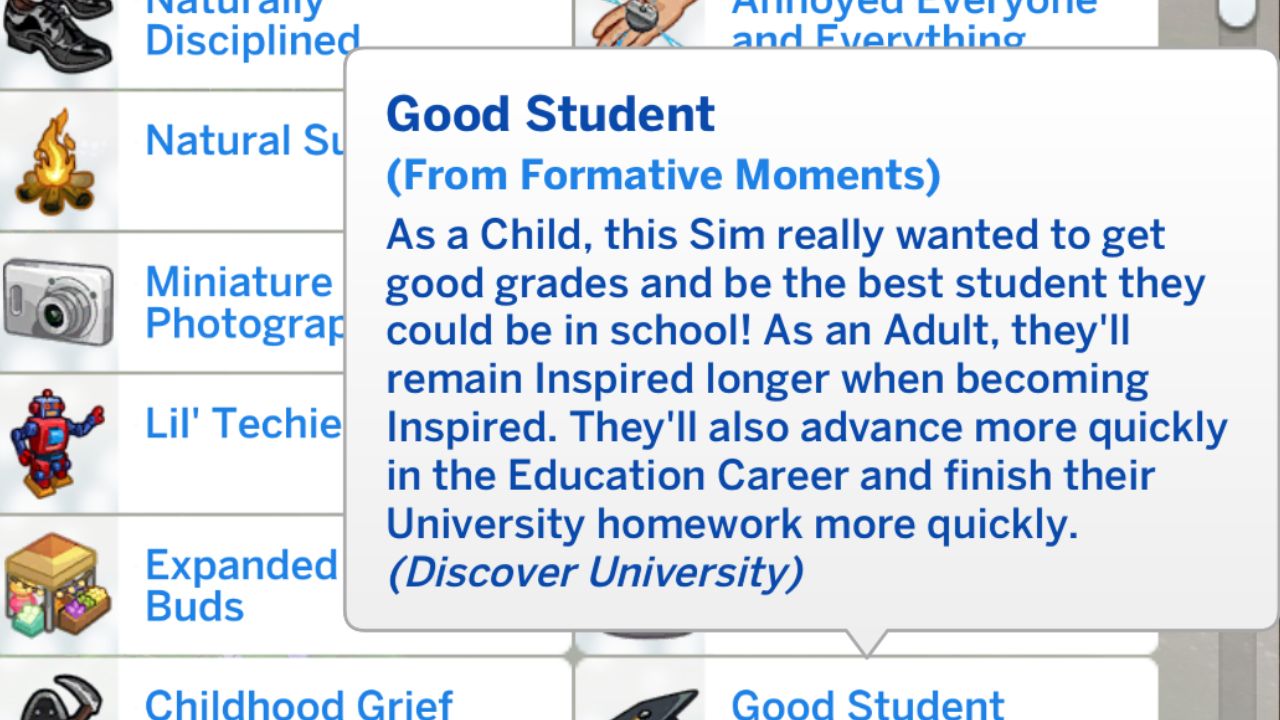 The Sims 4 Be a Good Student Formative Moment - Simming Simplified