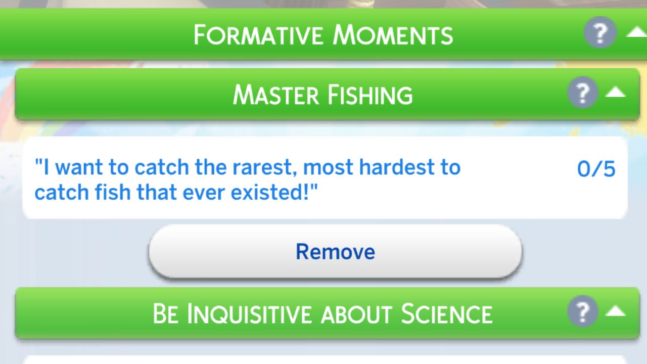 The Sims 4 Master Fishing Formative Moment - Simming Simplified