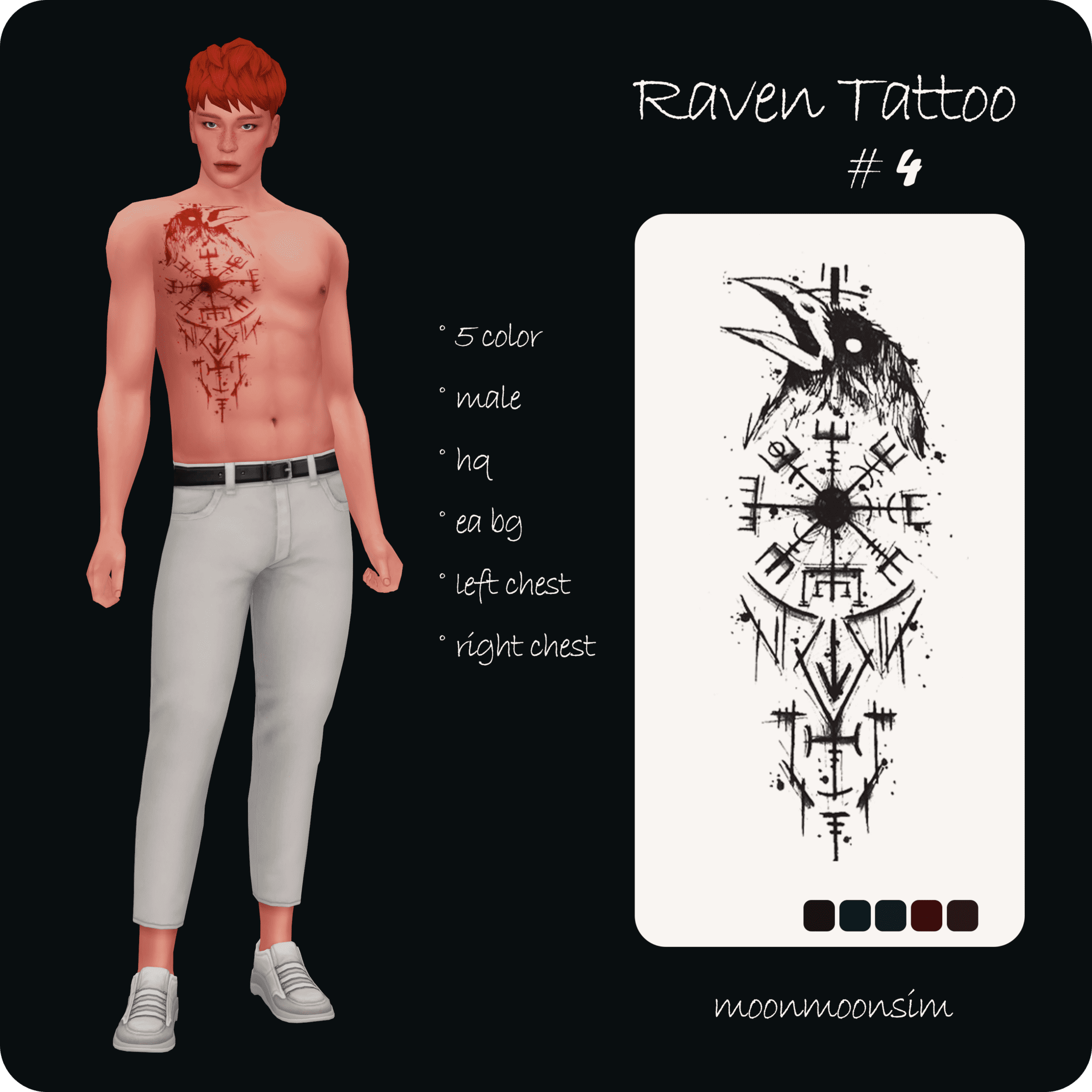 20+ Gorgeous Sims 4 CC Tattoos by MoonMoonSim You Need - Simming Simplified